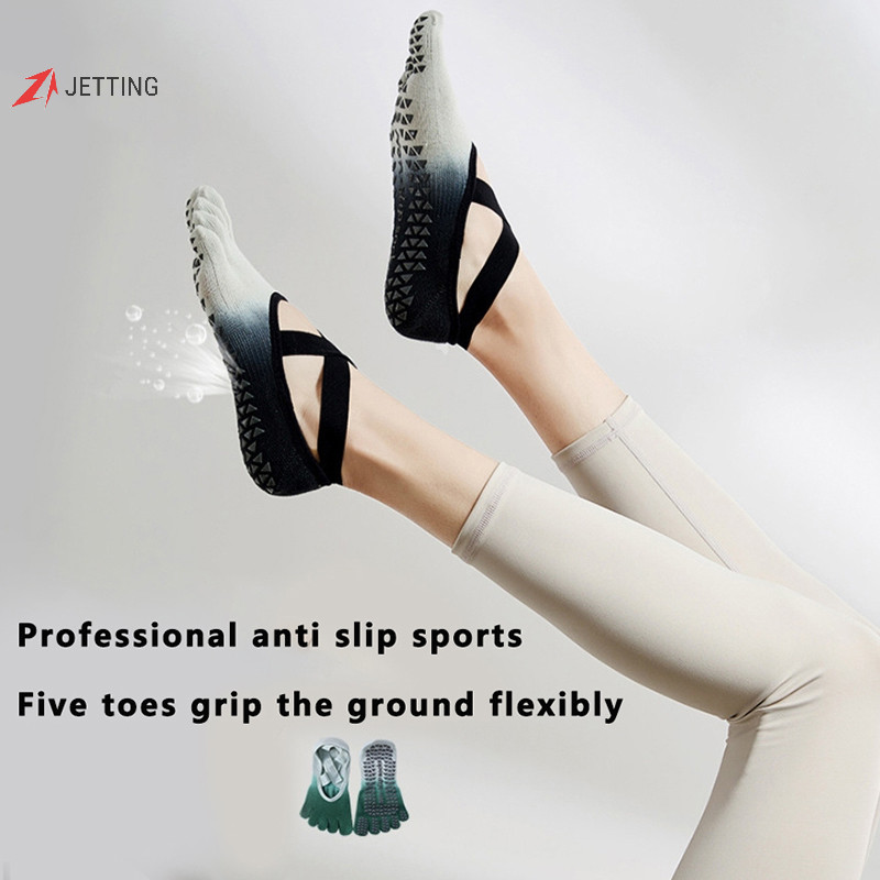 Jtth ถุงเท้าโยคะสายรัดไล่ระดับสี Anti Slip Professional ผู้หญิงถุงเท้า ...