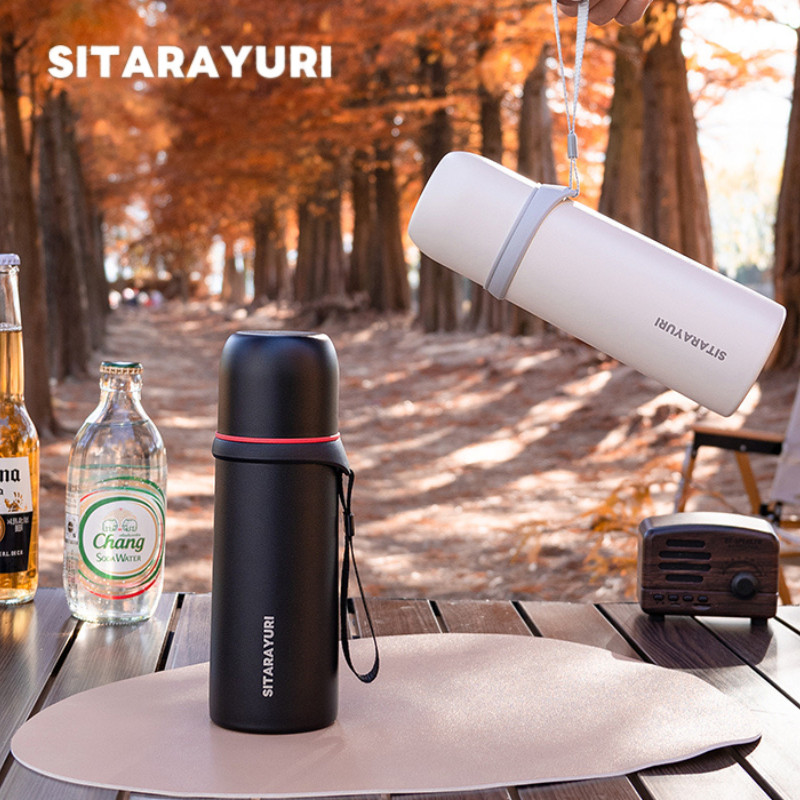 SITARAYURI (ของแท้) ขวดน้ำเก็บความร้อน/เย็น ขวดน้ำเก็บอุณหภูมิร้อน/เย็น ขวดสแตนเลสแบบกดน้ำร้อน ...