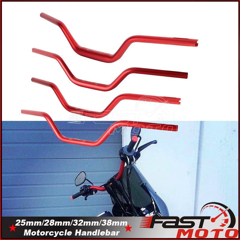 FM Red 1" 1-1/8" 1-1/4" 1-1/2" T-Bar Handlebar Club Handle Bars for ...
