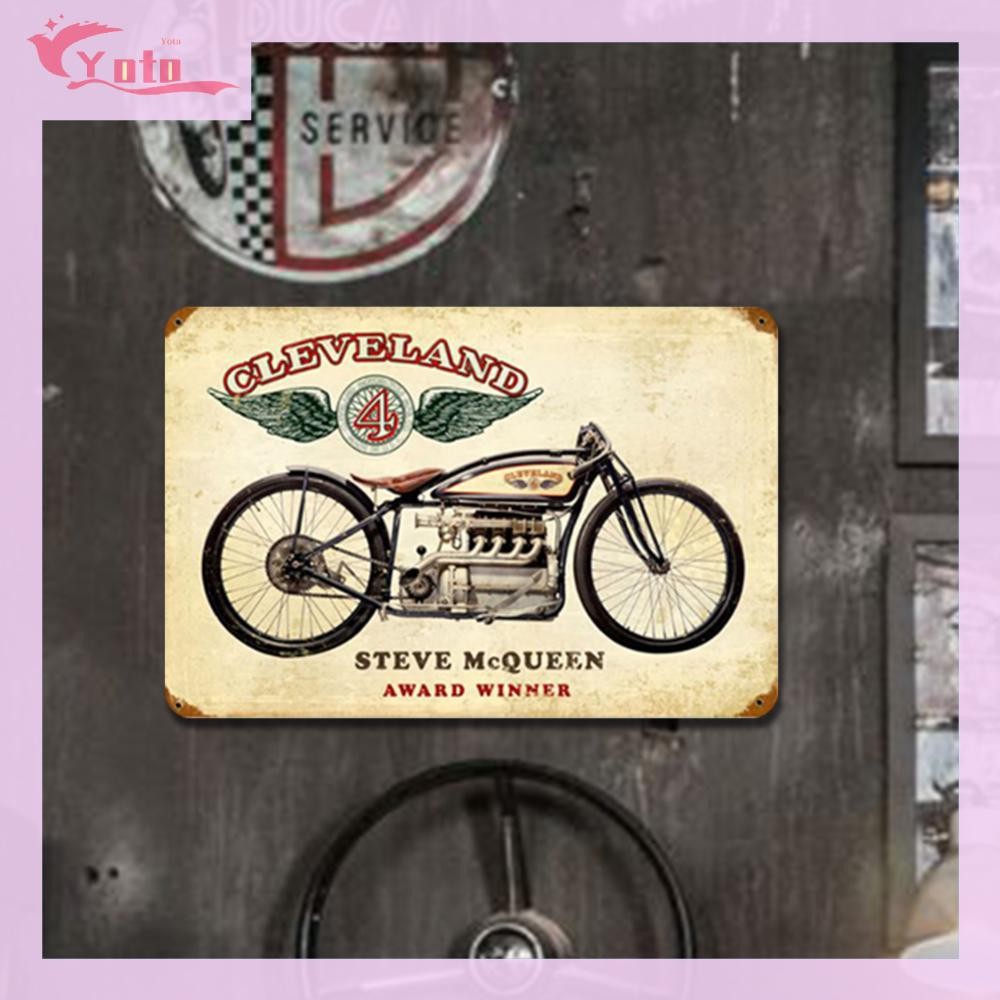 [Yotable.th] Vintage Metal Cleveland Tin Sign ภาพวาดเหล็กสี่เหลี่ยม ...
