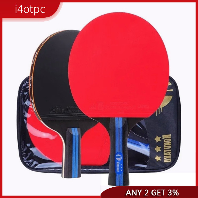 พายปิงปอง i4otpc ชุด 2 ชิ้น, ไม้ปิงปองพร้อมใบมีด 5 ชั้นไม้บริสุทธิ์ 6.0 มม., ยางยืดหยุ่นสูง ...