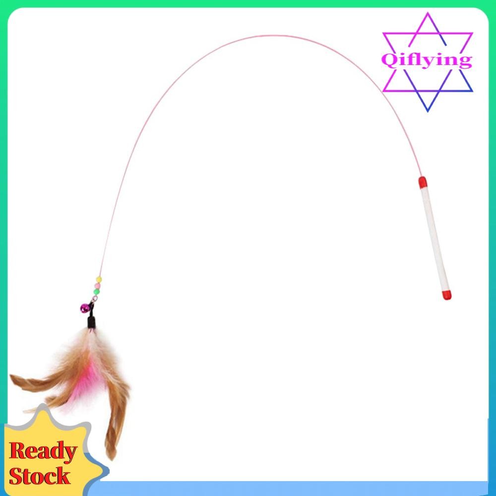 สัตว์เลี้ยงแมว Feather Bell Rod ลูกแมว Teaser Stick Interactive ตลกเล่น ...