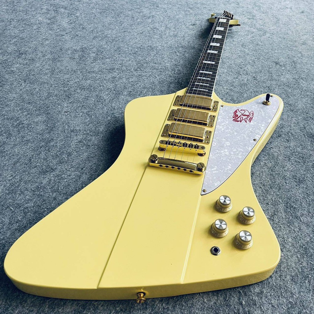 Gibson Firebird กีตาร์ไฟฟ้า HHH Humbucker Pickup สีเหลืองกีตาร์มืออาชีพ ...