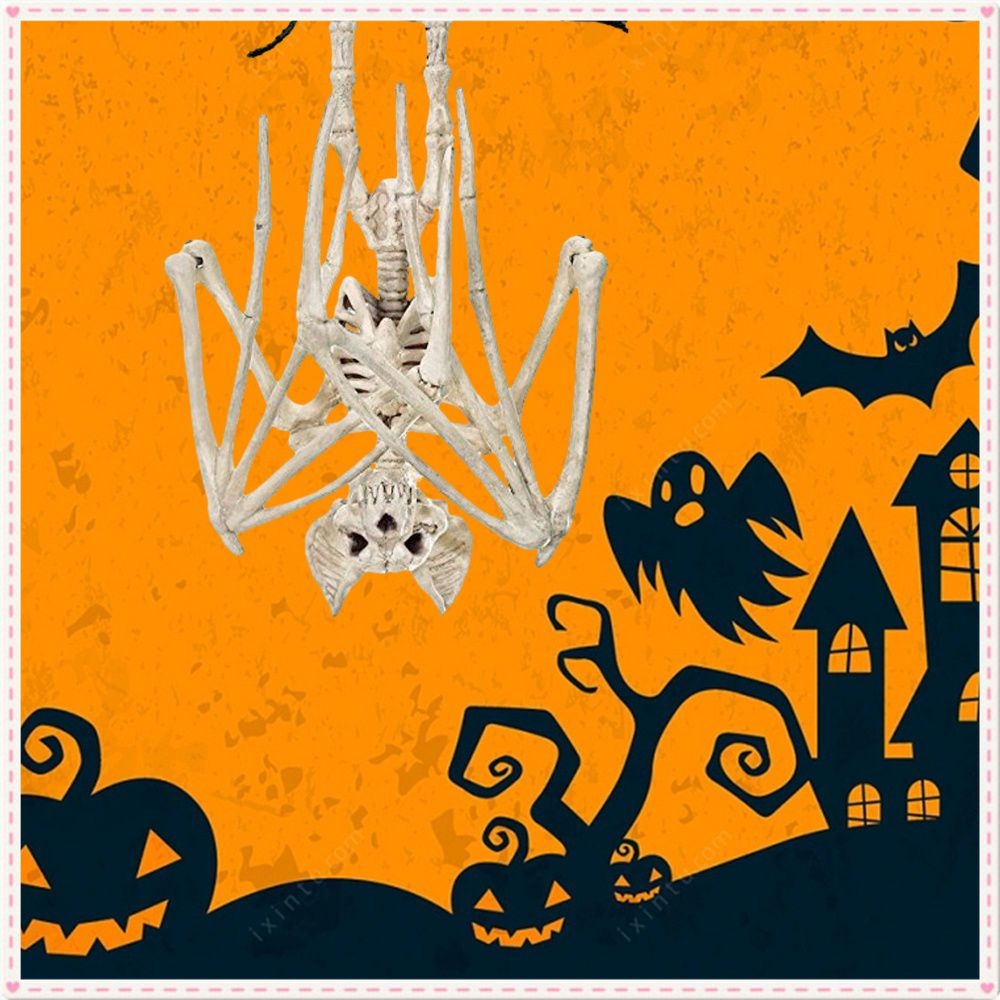 โครงกระดูกค้างคาวสีขาวจำลองวันฮาโลวีน บ้านผีสิง บาร์ เทศกาลผี โครงกระดูกสัตว์ สยองขวัญ อุปกรณ์ตก ...