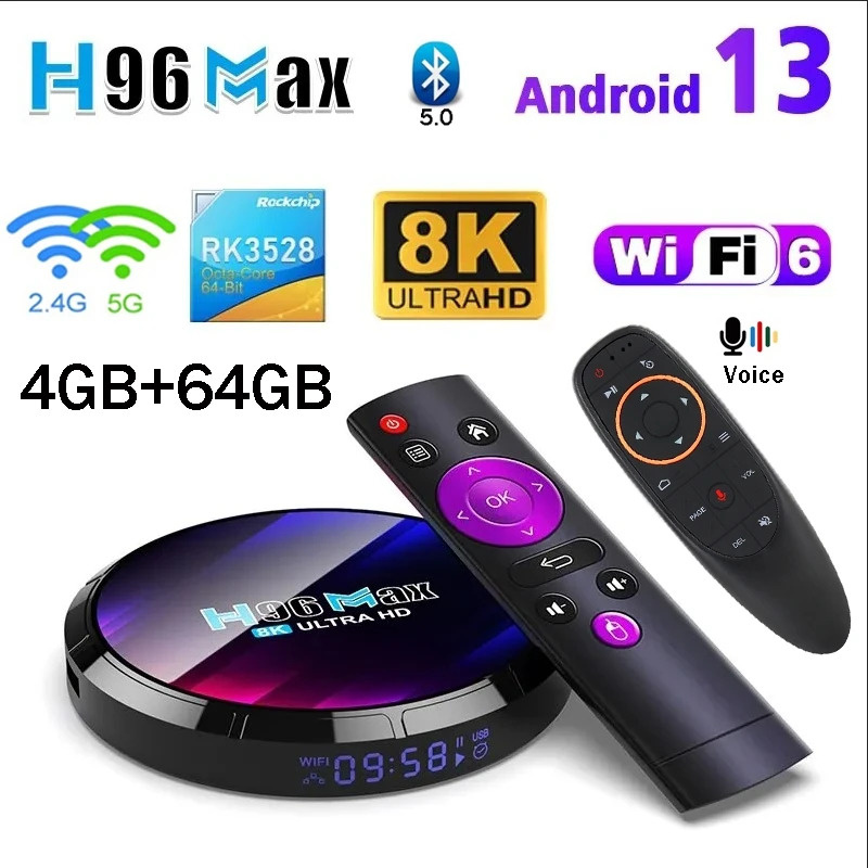 TV Box H96 MAX RK3528 Android Box รองรับวิดีโอ4K 2.4G/5.8G WiFi 3D ตั้ง ...