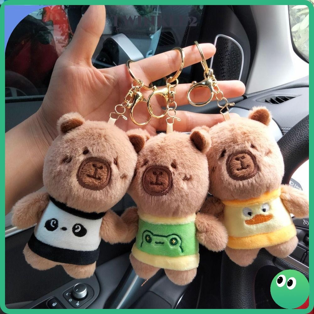 จี้กระเป๋าตุ๊กตา TWINKLE, การ์ตูนสร้างสรรค์ Capybara พวงกุญแจตุ๊กตา, Kawaii เป็ดกบ Pandas ตุ๊กตา ...