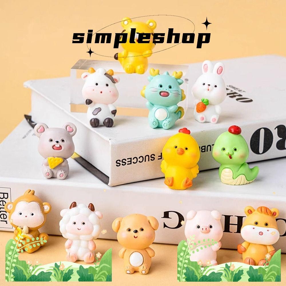SIMPLESHOP มินิฟิกเกอร์, เรซิ่นเดสก์ท็อปตกแต่งสัตว์ตกแต่งภูมิทัศน์, การ์ตูน DIY น่ารัก ...