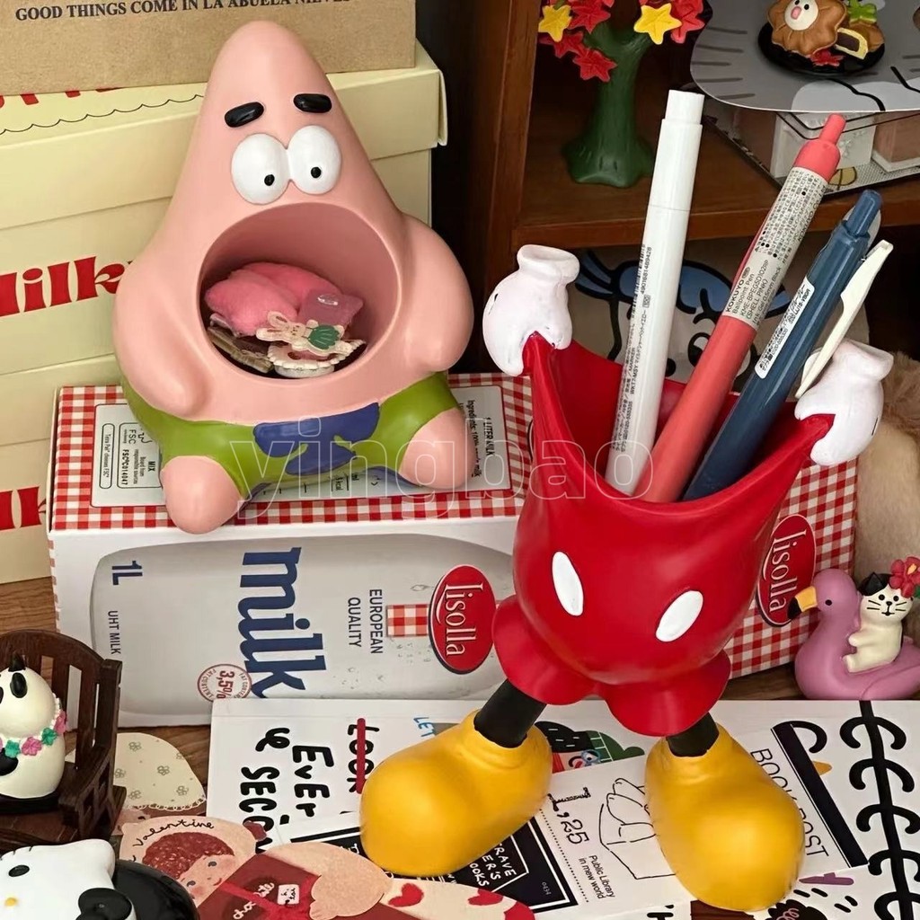น่ารัก Mickey & Patrick Star ปากกาคอนเทนเนอร์การ์ตูนมัลติฟังก์ชั่นถัง ...