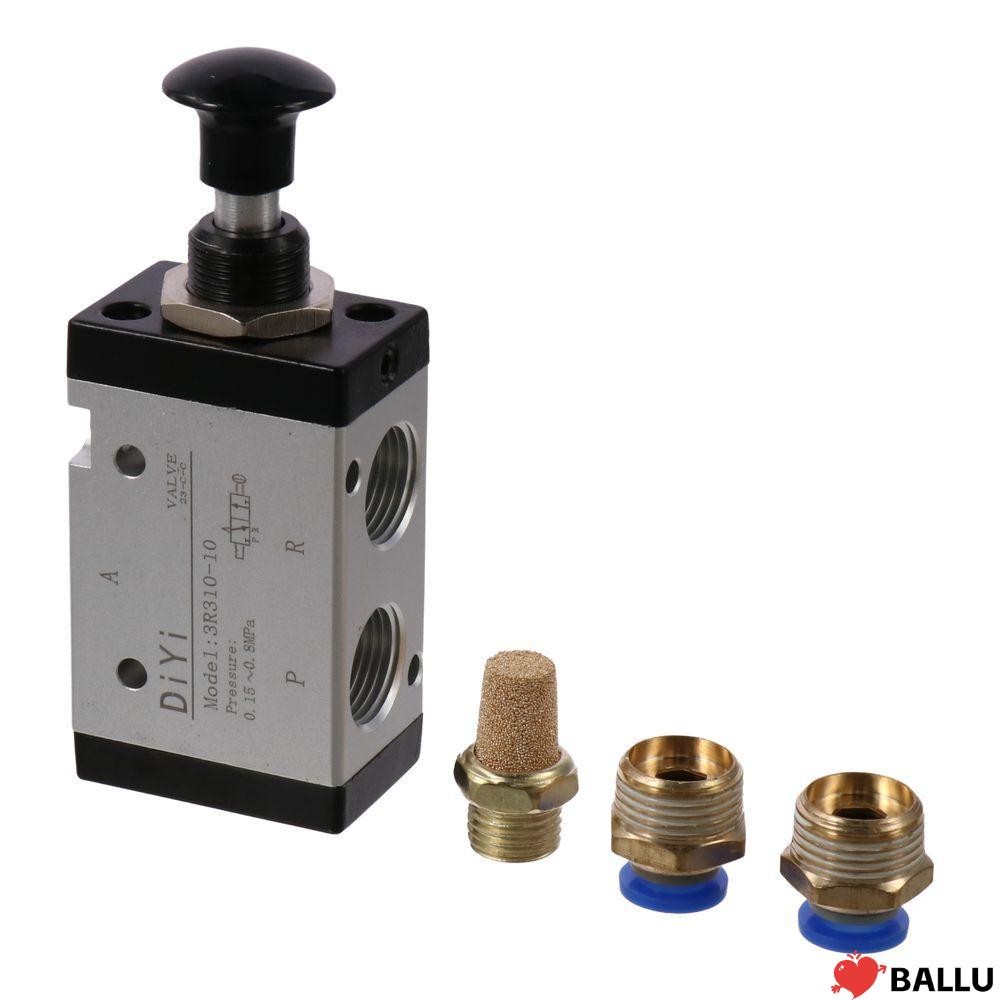BALLU 3R210-08, Pneumatic 3 Way Solenoid Valve, Manual Air Valve 2 ...