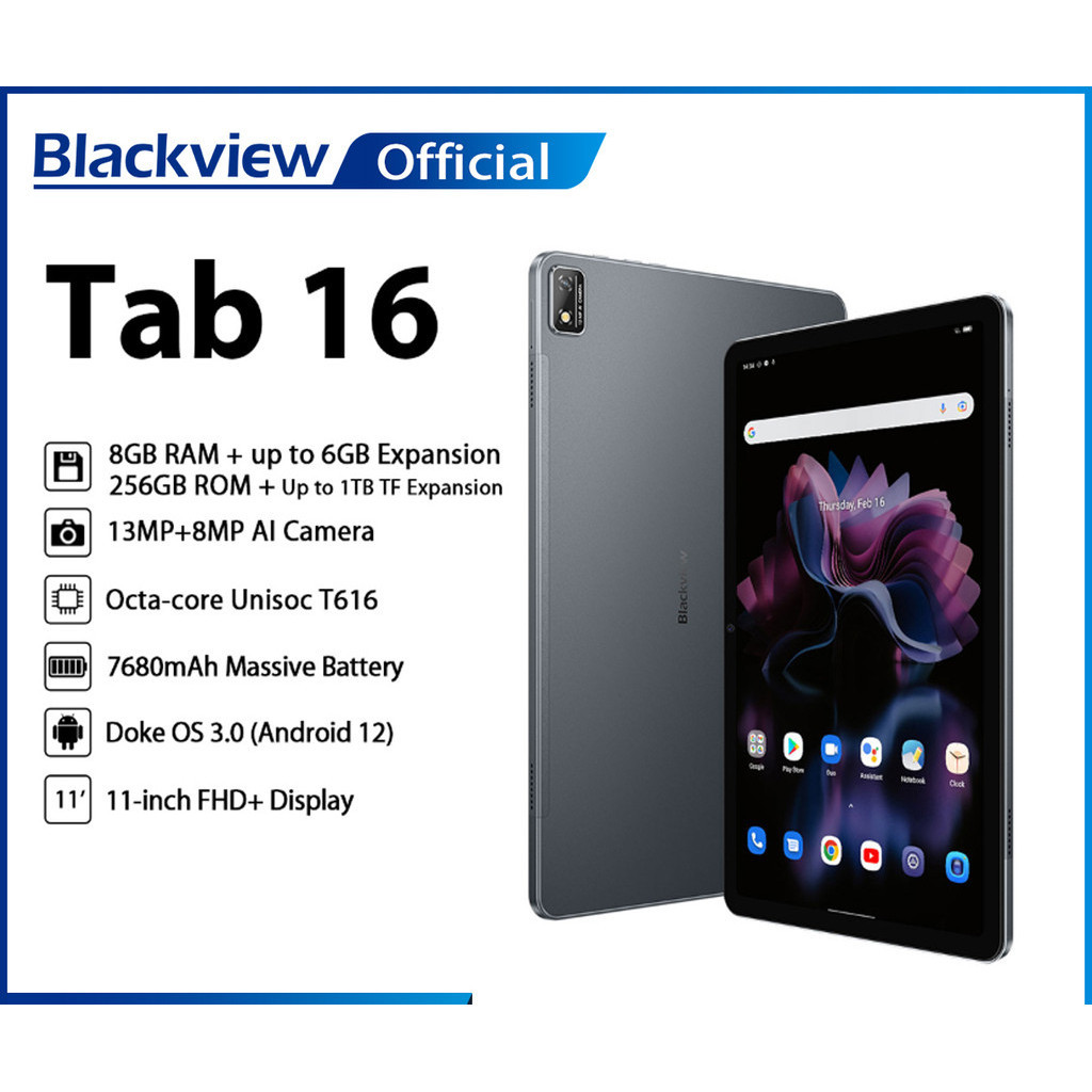 Blackview Tab 16 แท็บเล็ต 11 2K FHD + จอแสดงผล Pad Android 12 T616 ...