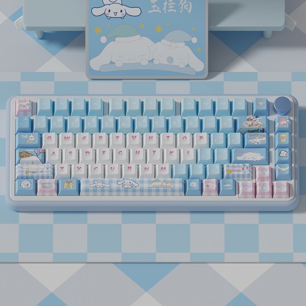 Cinnamoroll Lattice Keycap โปรไฟล์เชอร์รี่ 138 คีย์ PBT ห้าด้าน Dye ...