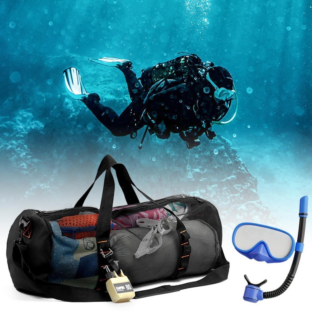 Scuba Gear Bag Mesh Duffel Gear Bag Snorkel Equipment Carry Bag Multi ...