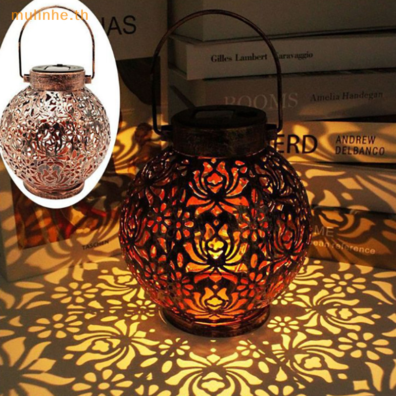 Mulinhe LED โคมไฟพลังงานแสงอาทิตย์ Hollow Wt Iron Projection Light โคม ...