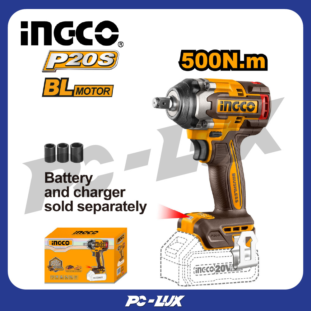 INGCO บล็อคกระแทกไร้สาย 20V 500Nm ไม่รวมแบตและที่ชาร์จ CIWLI20501 ...