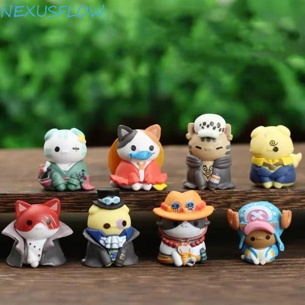 Nexusflow 8 ชิ้น/เซ็ต Luffy รุ่น Q รูปของเล่น, 3D Sanji Zoro Luffy Cos แมวรุ่นของเล่น,ตกแต่ง Ace ...