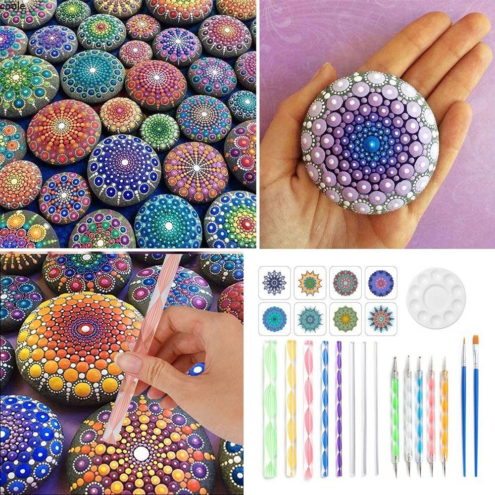 COOLE 24 ชิ้น/เซ็ตภาพวาด Rock Clay Handcraft ลายนูนประติมากรรม Art ปาก ...