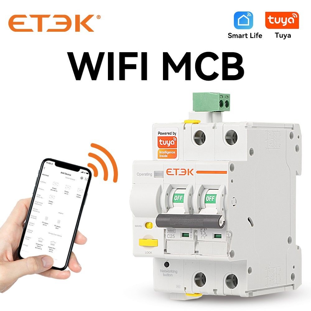 ⁂ETEK Tuya WIFI Smart Circuit Breaker MCB Smart Life Remote Control ...