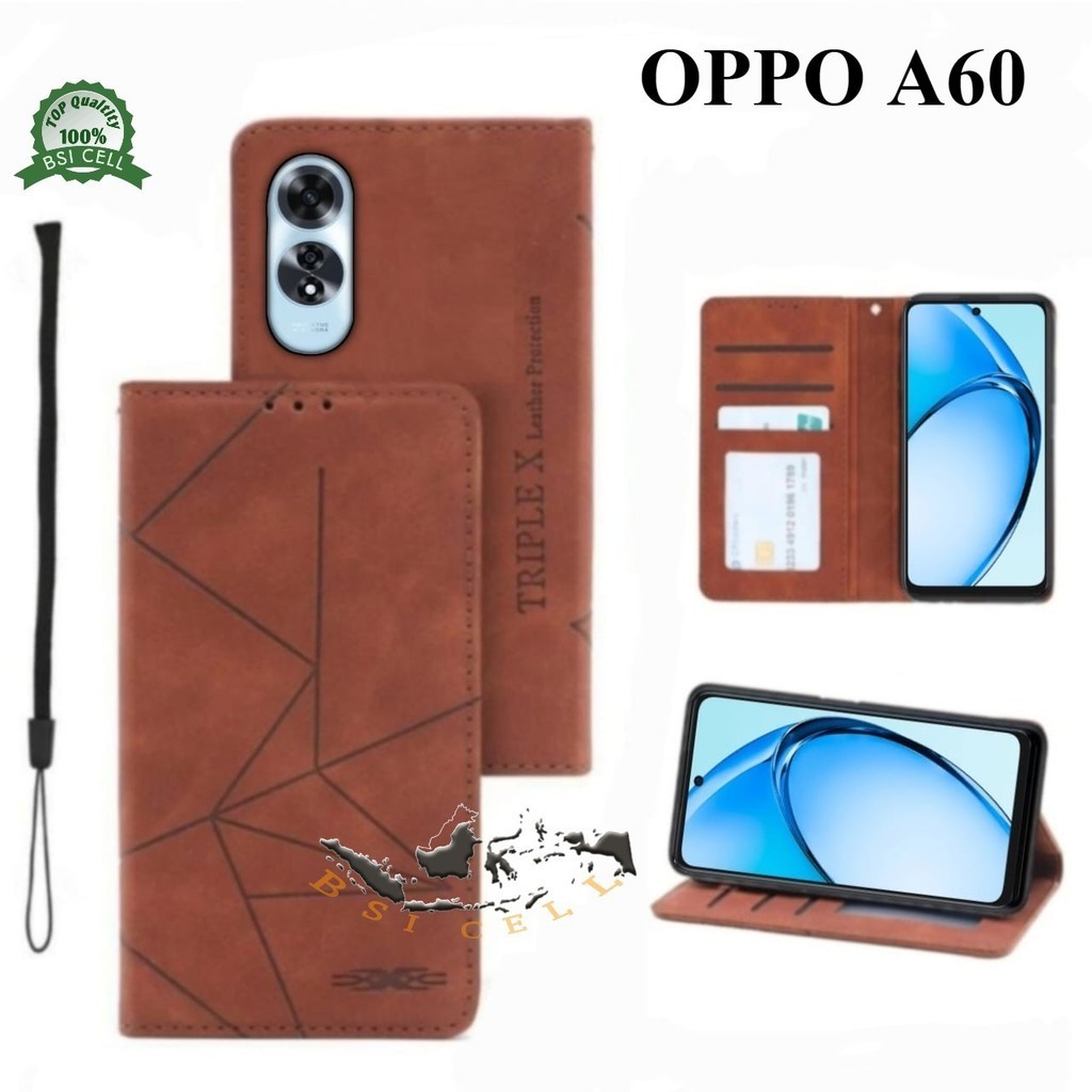 Hp Oppo A60 Cph2631 Buttonless Magnetic Flip Cover Leather Wallet เคส ...