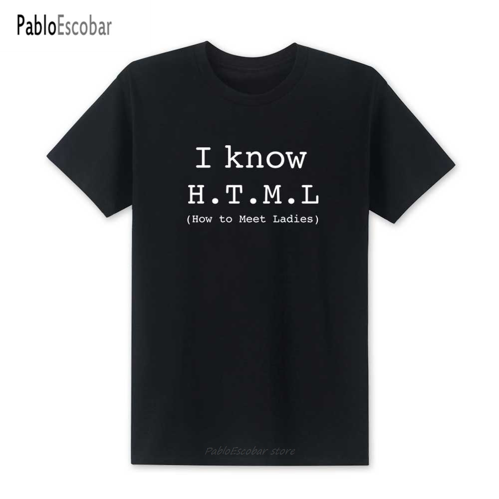แฟชั่น I Know HTML วิธีพบสุภาพสตรี T เสื้อผู้ชายสไตล์ฤดูร้อนผ้าฝ้ายแขน ...
