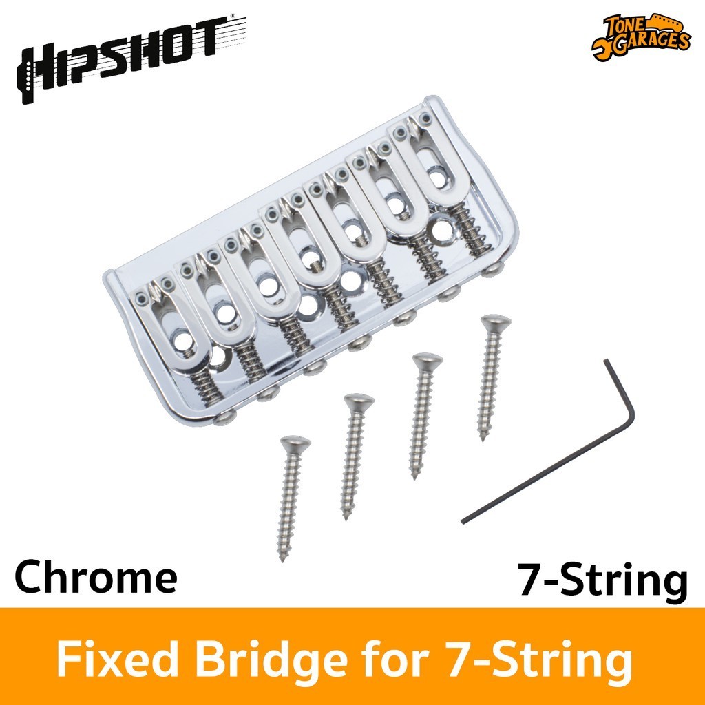 Hipshot Fixed Bridge 7-String หย่องกีต้าร์ฟิกซ์บริดจ์ 7 สาย สี Chrome ...