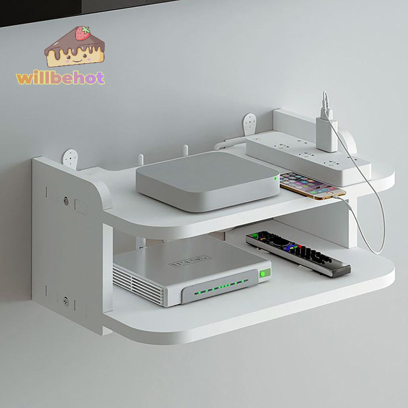 [WillbehotT] 2 ชั้น Floag ชั้นวาง Wifi Router แขวนชั้น Multi Tap Outlet ...