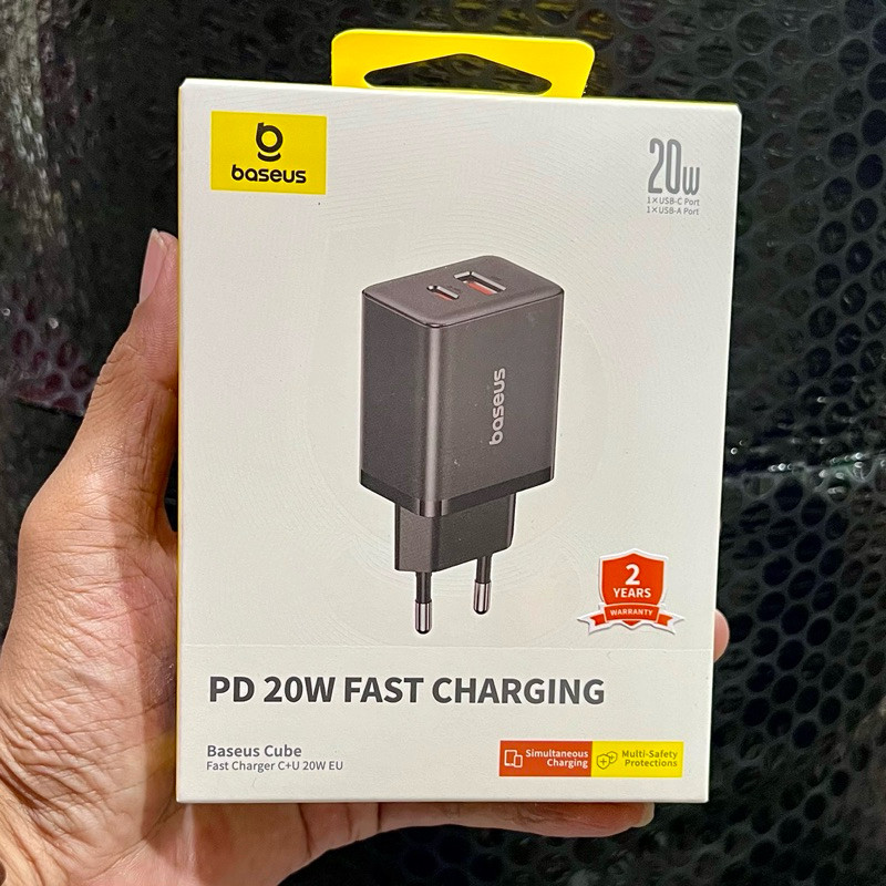 Baseus 20W Charger Head Adapter DUAL Port Usb-A/ Usb Type C PD Super ...