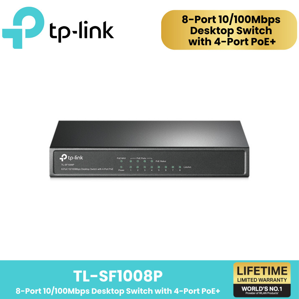 TP-Link TL-SF1008P 8-Port 10/100Mbps Desktop Switch with 4-Port PoE ...