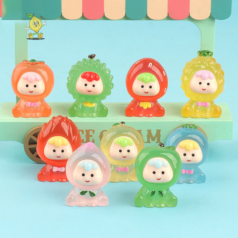 [mozh] 1pcs Luminous Mini Fruit Doll Figures Glow In Dark ผลไม้ขนาดเล็ก ...