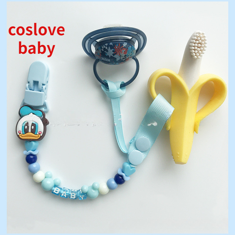 ใหม่การ์ตูน Pacifier คลิปยางกัดจุกนมหลอกคลิปลูกปัด Bell Pacifier ผู้ถือ ...