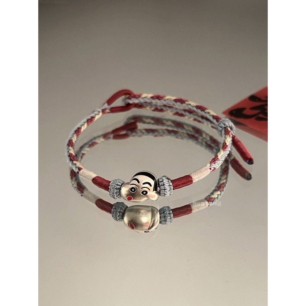 S999 เงินสเตอร์ลิง Crayon Shin-Chan สร้อยข้อมือการ์ตูน 2024 ปีมังกรทอมือเด็กเด็กมือเชือกแฟน ...