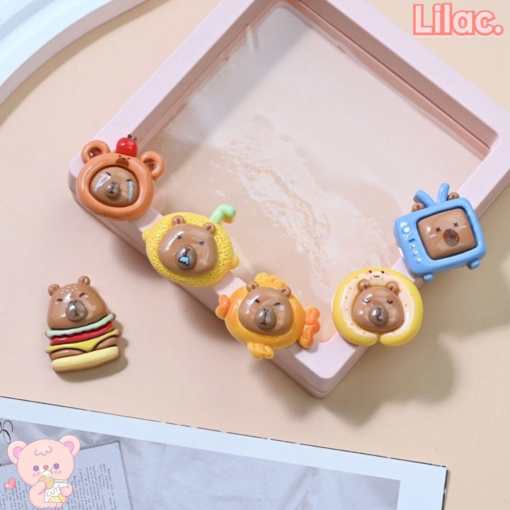 Lilac 5 ชิ้น Capybara เรซิ่นอุปกรณ์เสริม, French Fries Hamburg เรซิ่น ...