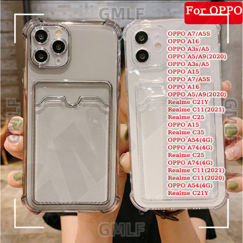 Cod กรณีพร้อมช่องใส่การ์ดสําหรับ OPPO A5s A17k A18 A38 A58 A78 A57 A9 ...