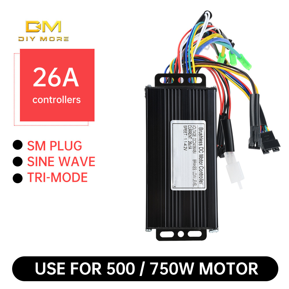 DIYMORE DC 24V/36/48V จักรยานไฟฟ้า Sine Wave 26A 500/750W สามโหมด ...
