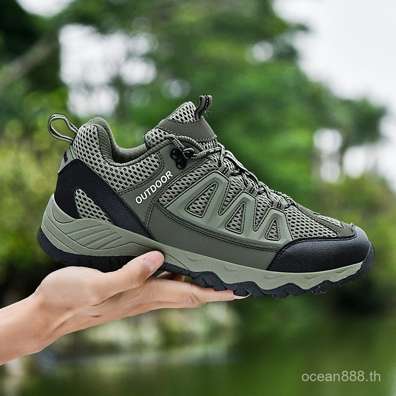 รองเท้าผู้ชายระบายอากาศสำหรับเดินป่าและวิ่งเทรล รองเท้าผ้าใบลื่นกลางแจ้ง GKCO | Shopee Thailand