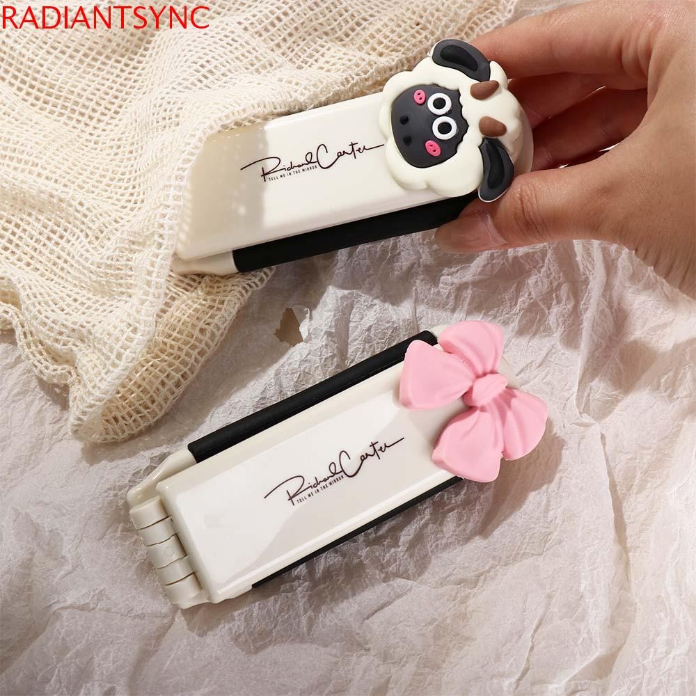 RADIANTSYNC 2 in 1 หวีกระจกชุด, Mini Anti Static Air Bag หวีผม, หวีพับการ์ตูนสแควร์ Lamb หวีนวด ...
