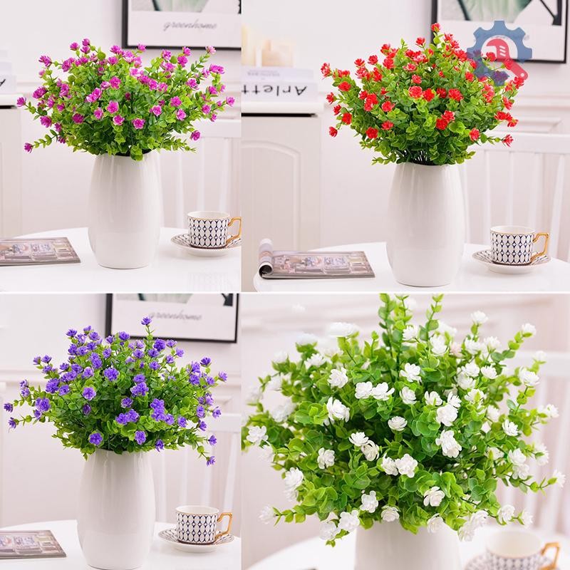 [GEX] 7 ส้อม 35 ตาข่ายหญ้ายูคาลิปตัสกุหลาบขนาดเล็กดอกบัวเงินใบพืชวิศวกรรมตกแต่งดอกไม้ปลอมเทียม ...