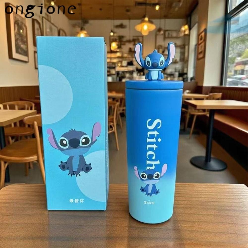 ONGIONE ถ้วยเก็บความร้อน, ถ้วยกาแฟสแตนเลส Stitch, ป้องกันการรั่วซึม Disney ความจุสูง 600ml/710ml ...