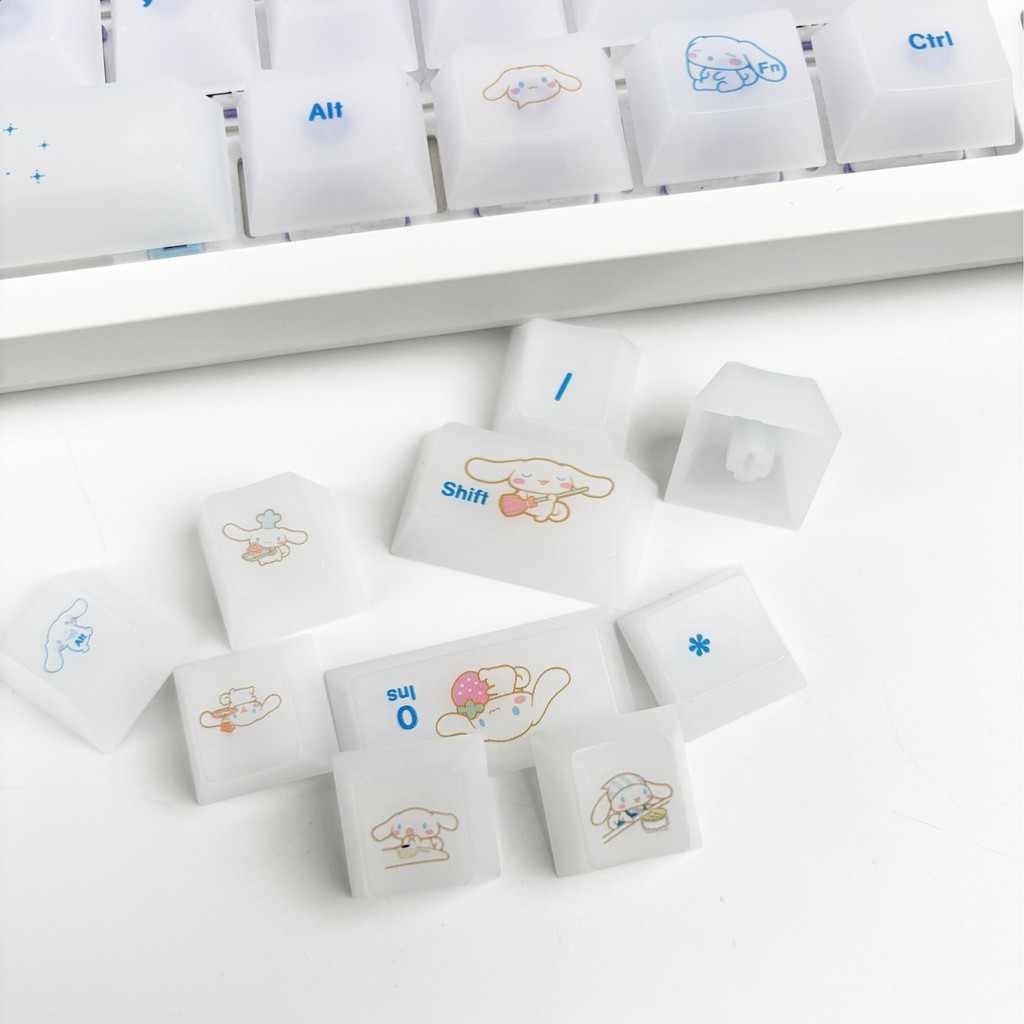 คีย์บอร์ดแบบกลไก Keycap Yugui Dog Milky White Matte Transparent ...