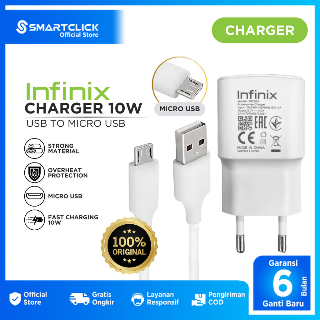 เครื่องชาร์จ Infinix Micro USB 10W ชาร์จเร็วของแท้ 100% | Shopee Thailand