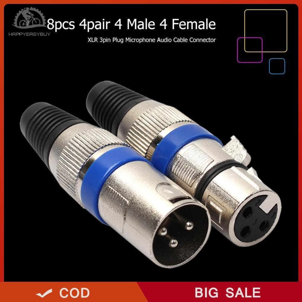 แฮปปี้ 8 ชิ้น 3Pin XLR Connector หญิงและชายไมโครโฟนเชื่อมต่อ MIC ปลั๊ก ...