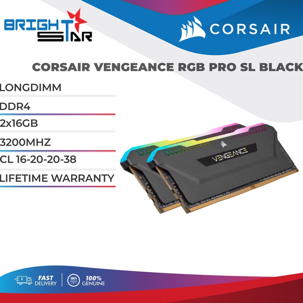 Corsair VENGEANCE RGB PRO SL BLACK / LONGDIMM / DDR4 / 2x16GB / 3200MHZ ...