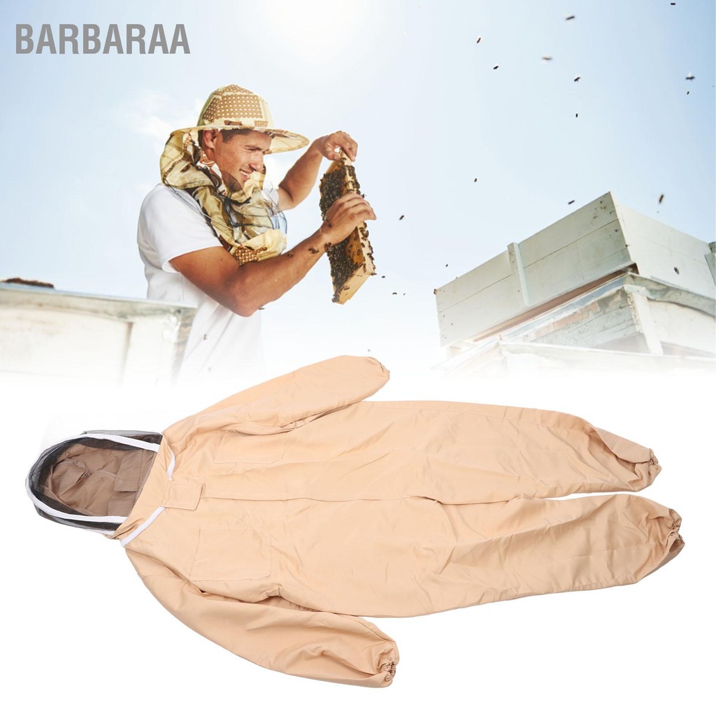 Barbaraa การเลี้ยงผึ้งชุดผ้าใบ Full Body Beekeeper ชุดป้องกันเสื้อผ้า ...