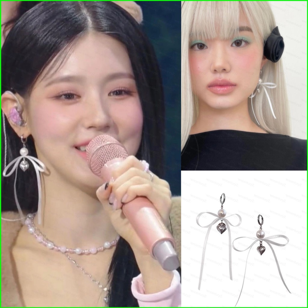 Yg (G) I-DLE Cho Mi Yeon เกาหลีสไตล์เดียวกัน Bow Love ต่างหู Bell จี้ ...