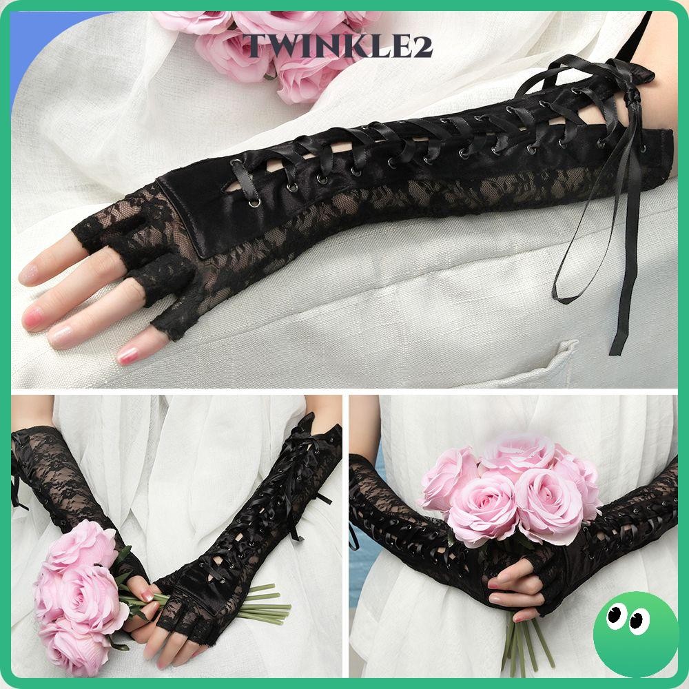 Twinkle 1 คู่ Punk Gothic Mittens ยาวคอสเพลย์แฟชั่น Ritual Dance ถุงมือ ...