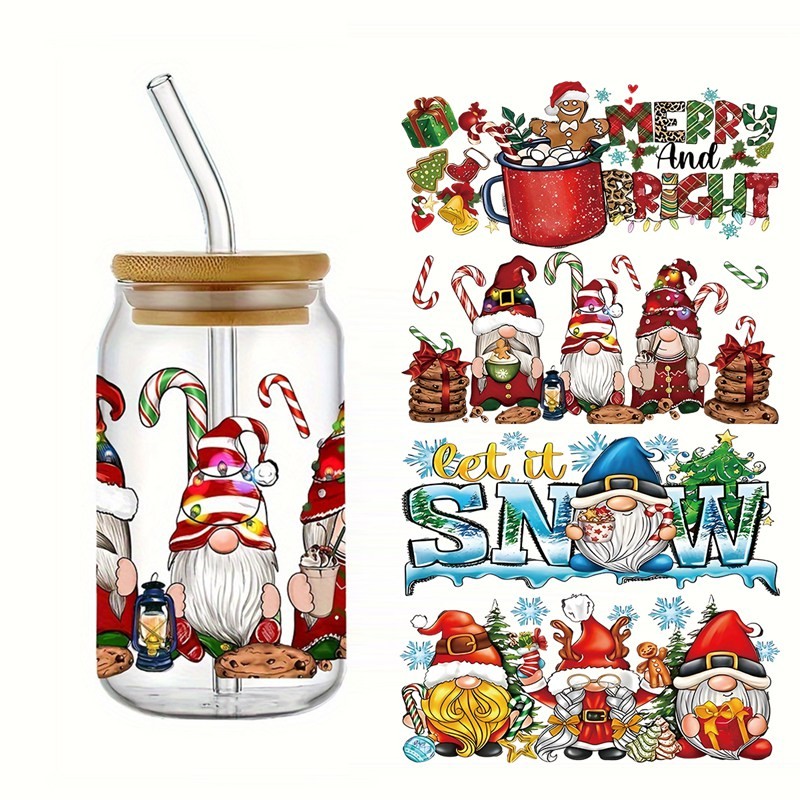 3 สไตล์ Christmas Glass ขวดป้ายสติกเกอร์faceless ตุ๊กตา Gingerbread Man ...