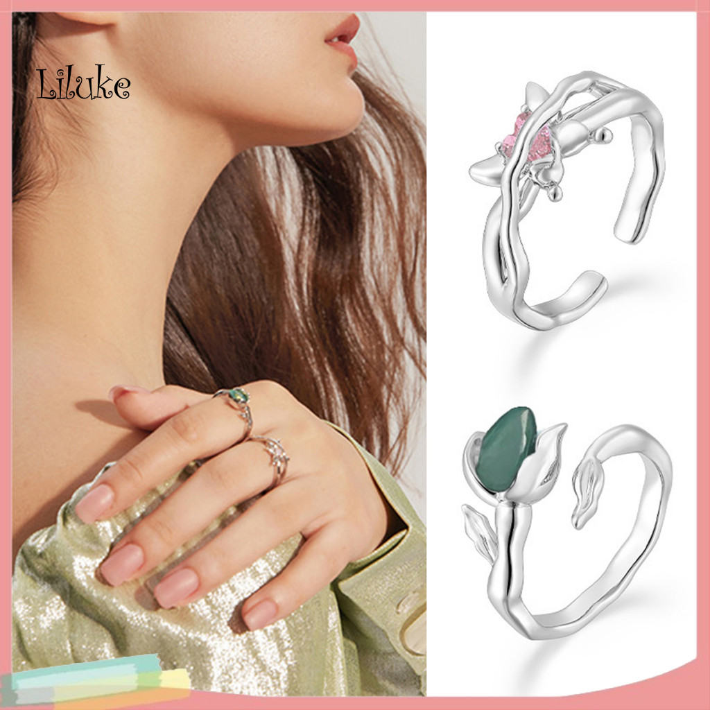 Lk Smooth Edge เปิดแหวนผู้หญิงเครื่องประดับ Curled Edge Lady Knuckle ...