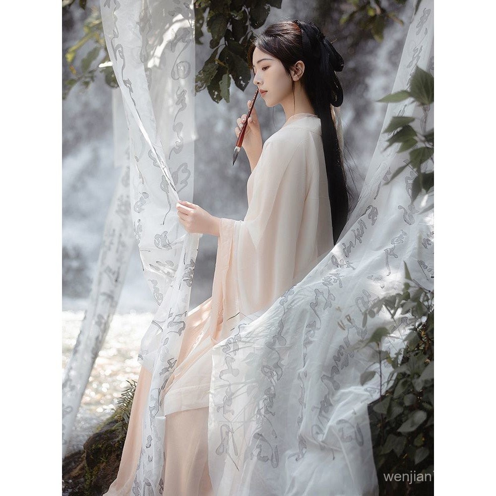 [Zijiang] ใหม่ Hanfu Wei Jin ผลิตแขนกว้างจุดยาวลดล้างสต๊อกสีทึบแขนกว้าง ...