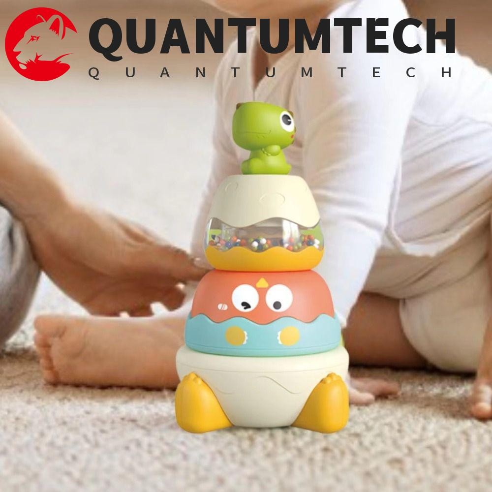 QUANTUMTECH แหวนซ้อนของเล่นเสริมพัฒนาการ, Rainbow Tower Ferrule ไดโนเสาร์ Rainbow Stacking ของ ...