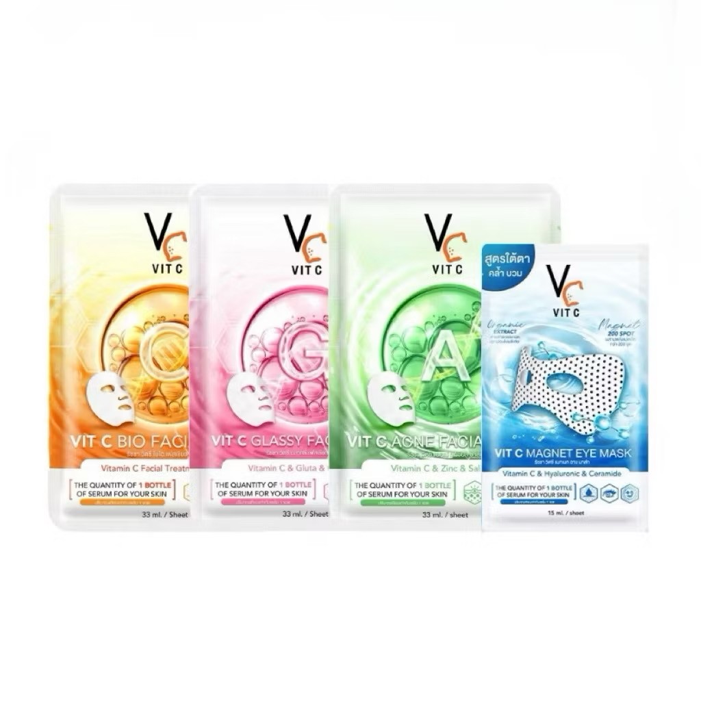 (1ซอง) Vc Vit C Mask 33ml. วิตซี น้องฉัตร แผ่นมาสก์หน้า | Shopee Thailand