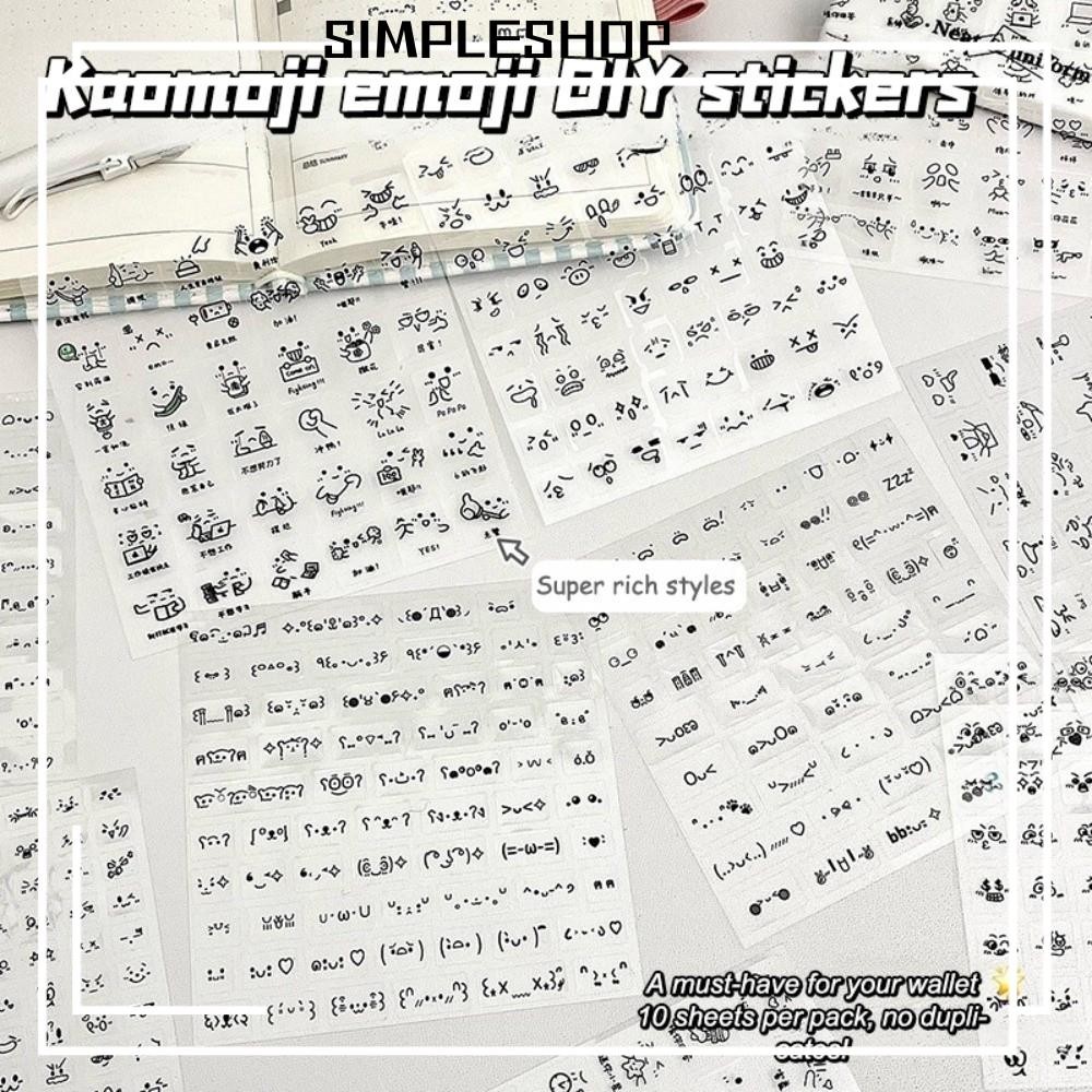 SIMPLESHOP 10 ชิ้น/ล็อตสติกเกอร์โปร่งใส,วัสดุ PET กันน้ําสติกเกอร์อิโมติคอน, DIY ตกแต่งวารสารสติ ...